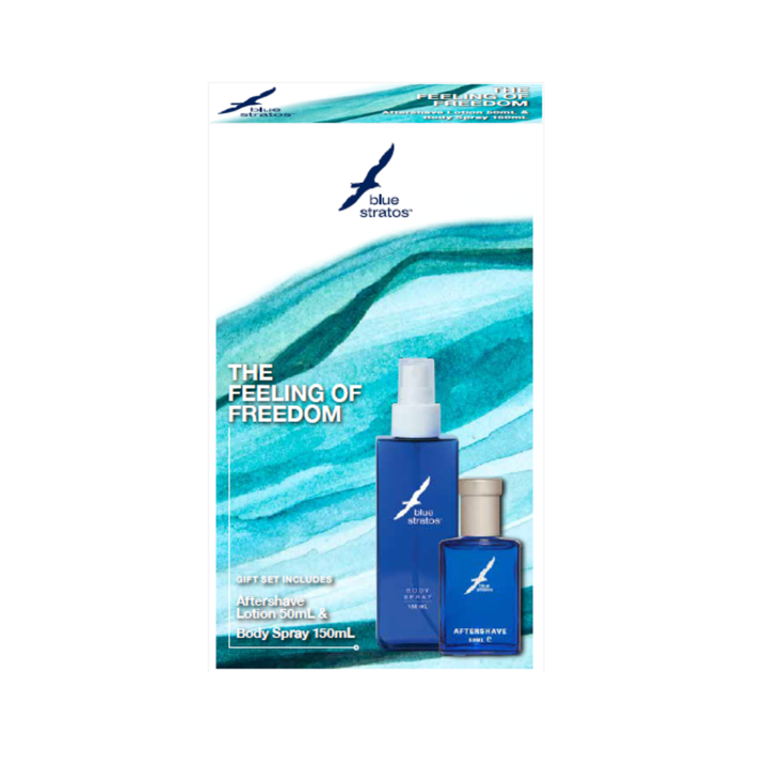 Blue Stratos Aftershave Lotion + Talc Gift Set